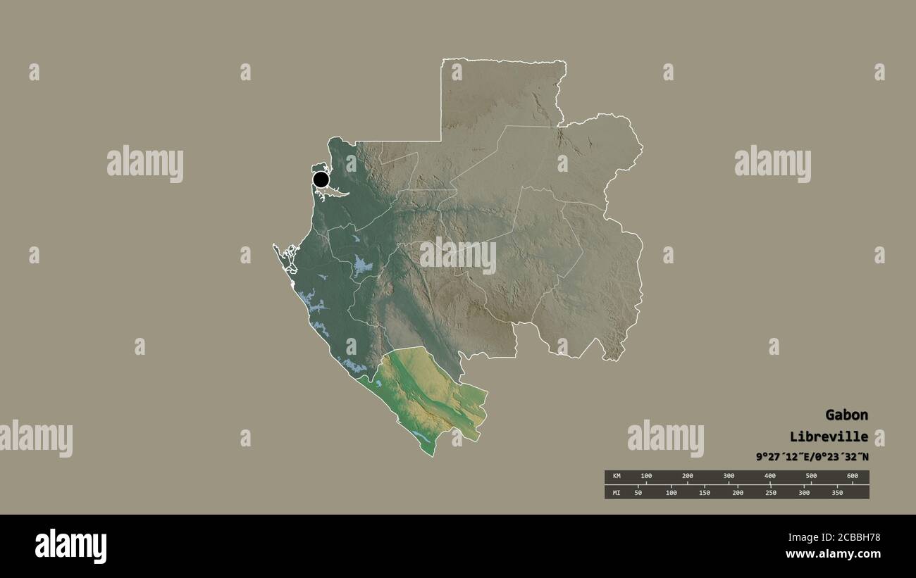 Gabon relief map hi-res stock photography and images - Alamy