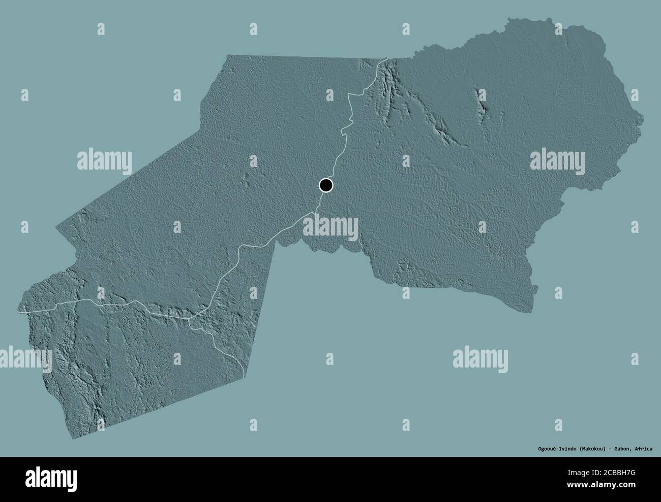 Shape of Ogooué-Ivindo, province of Gabon, with its capital isolated on ...