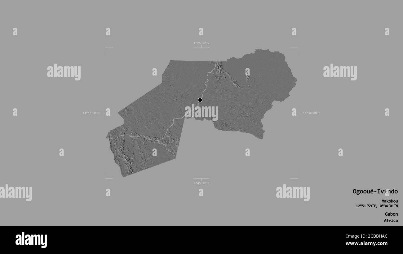 Area of Ogooué-Ivindo, province of Gabon, isolated on a solid ...