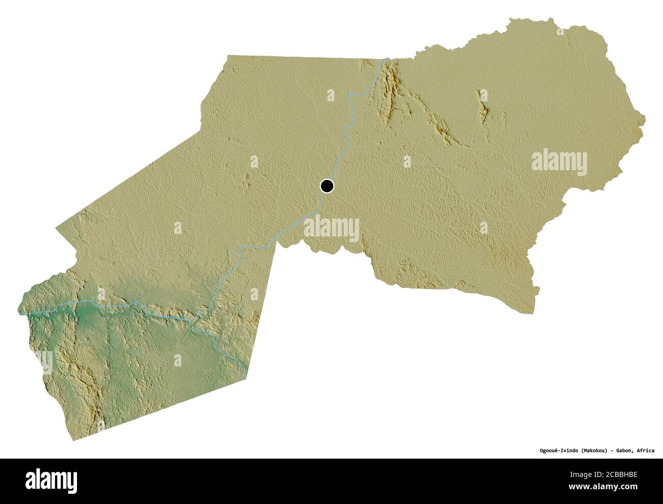 Shape of Ogooué-Ivindo, province of Gabon, with its capital isolated on ...