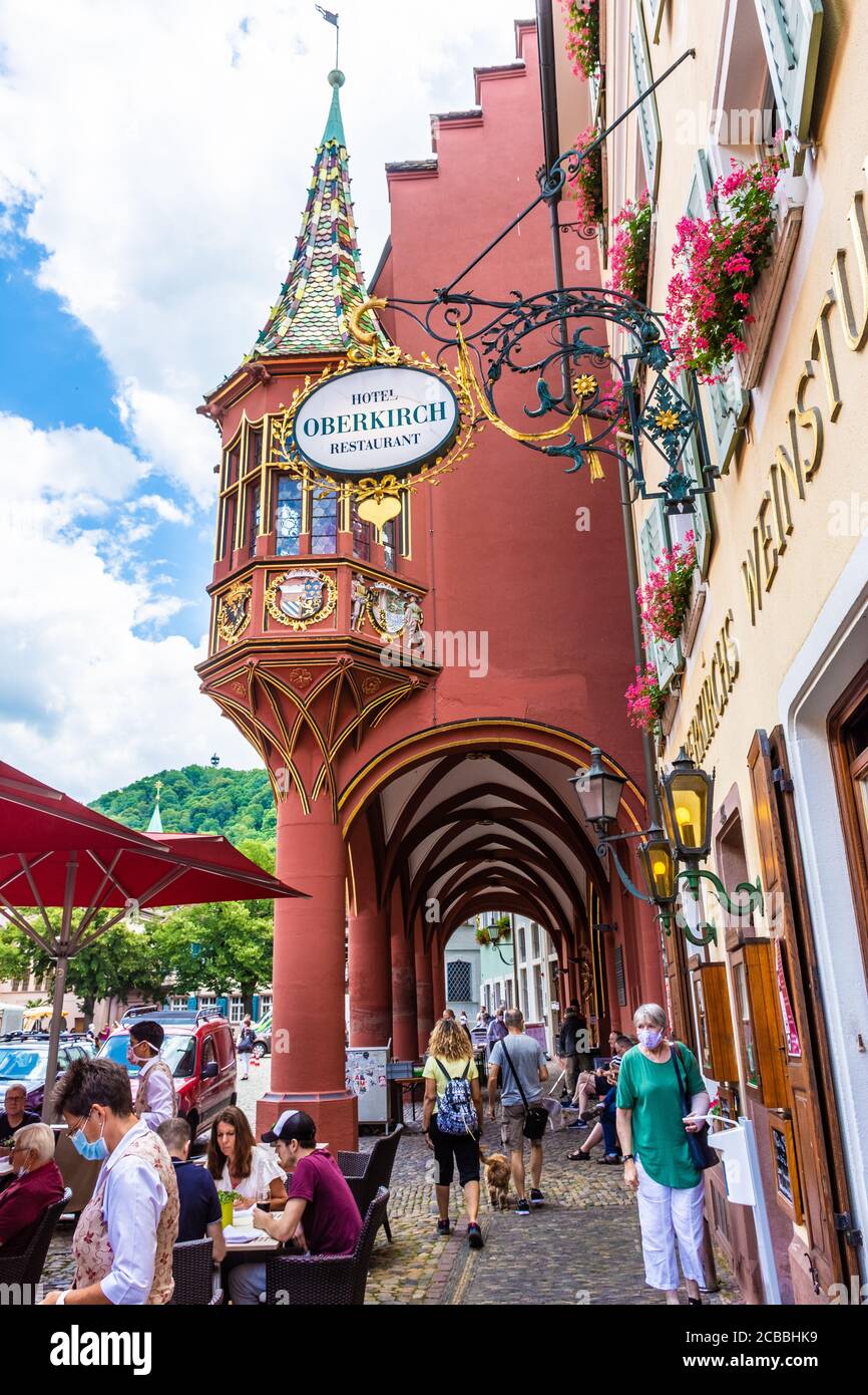 FREIBURG IM BRISGAU, GERMANY, 18 JULY 2020: Market Square of Freiburg ...