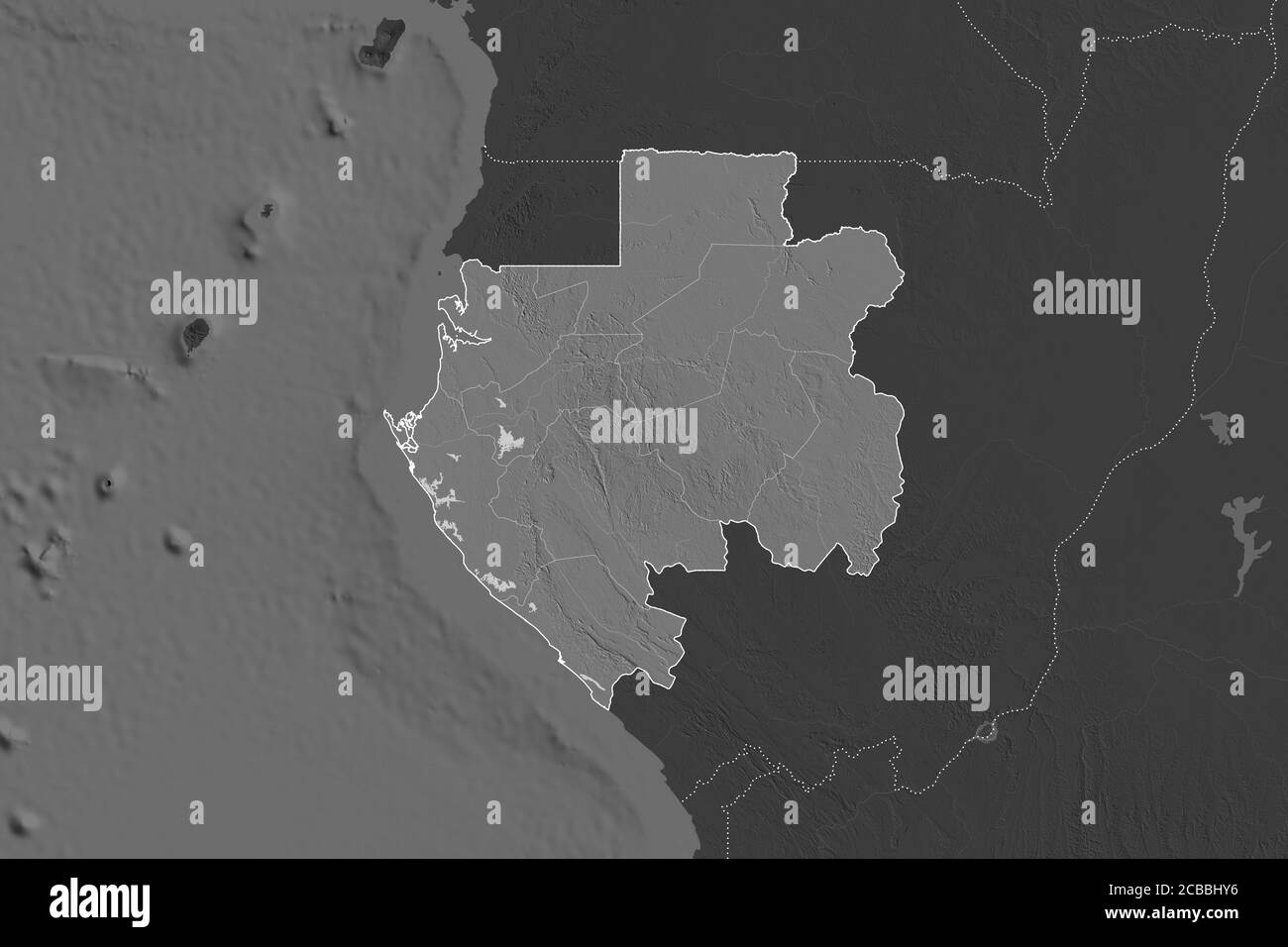 Shape of Gabon separated by the desaturation of neighboring areas ...