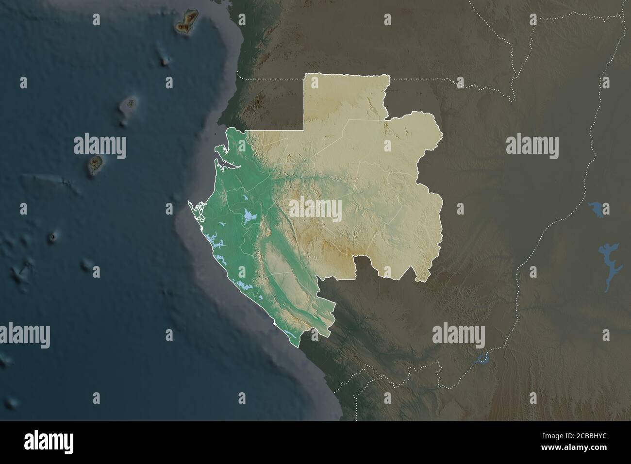 Shape of Gabon separated by the desaturation of neighboring areas ...