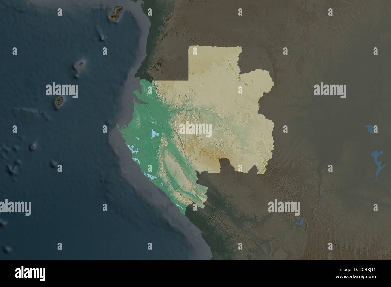 Shape of Gabon separated by the desaturation of neighboring areas ...