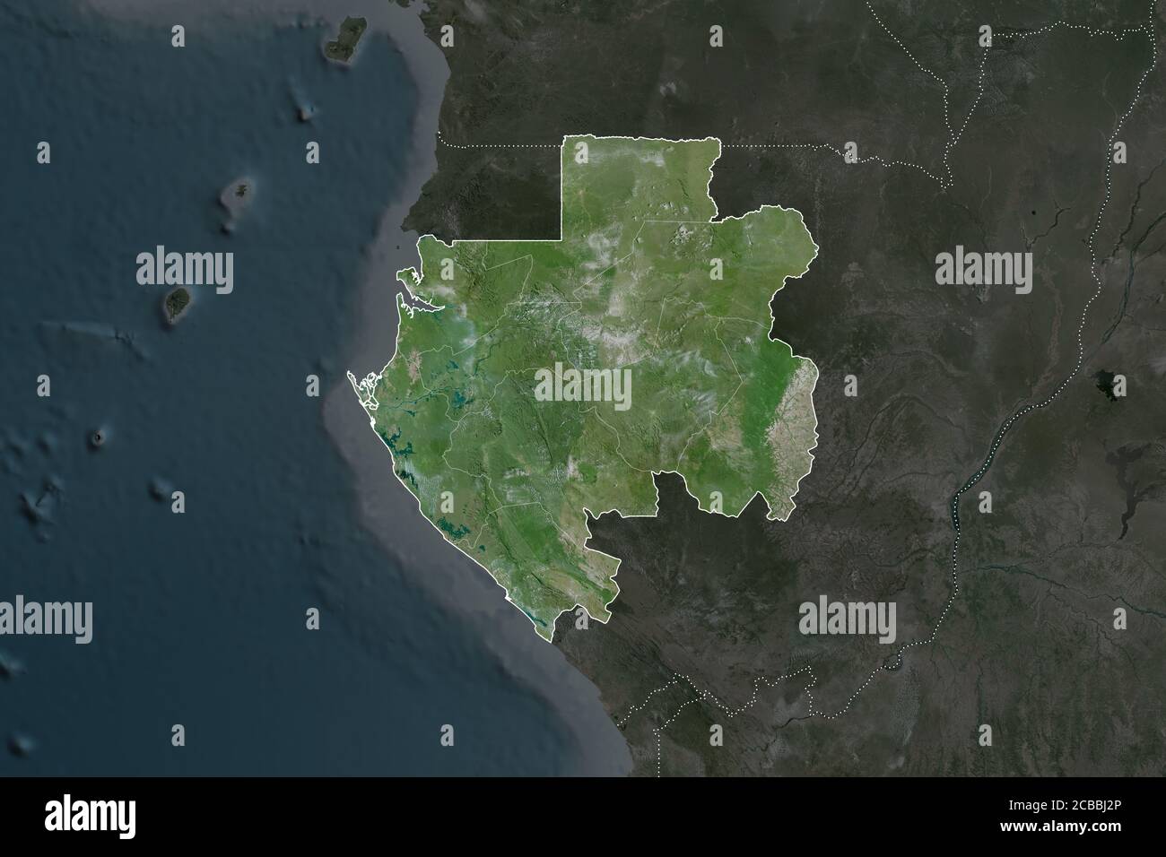 Shape of Gabon separated by the desaturation of neighboring areas ...