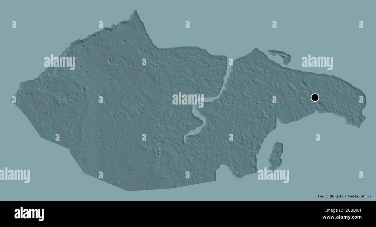 Shape of Banjul, independent city of Gambia, with its capital isolated ...