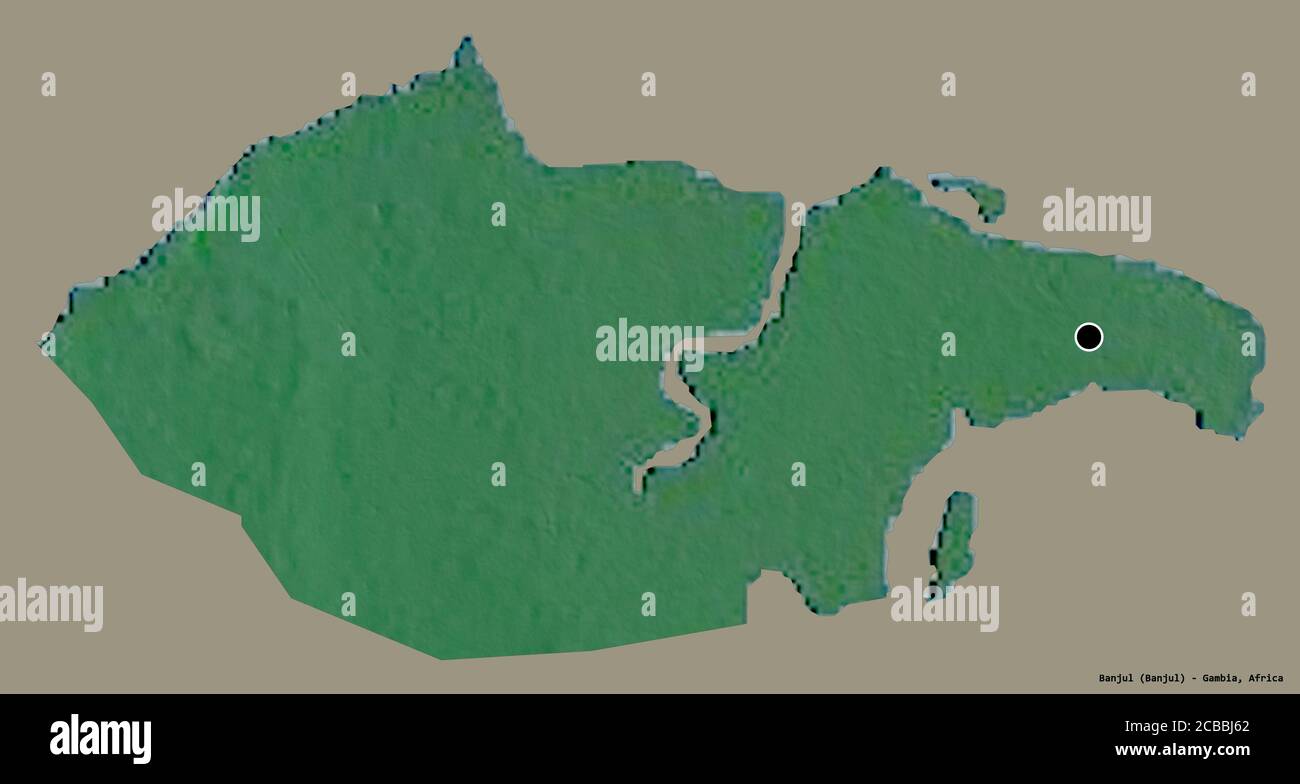 Shape of Banjul, independent city of Gambia, with its capital isolated ...