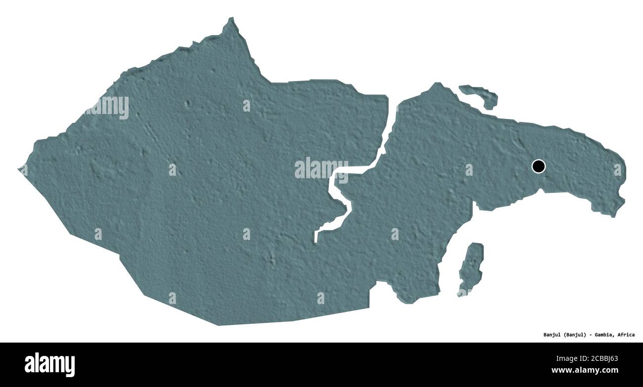 Shape of Banjul, independent city of Gambia, with its capital isolated ...