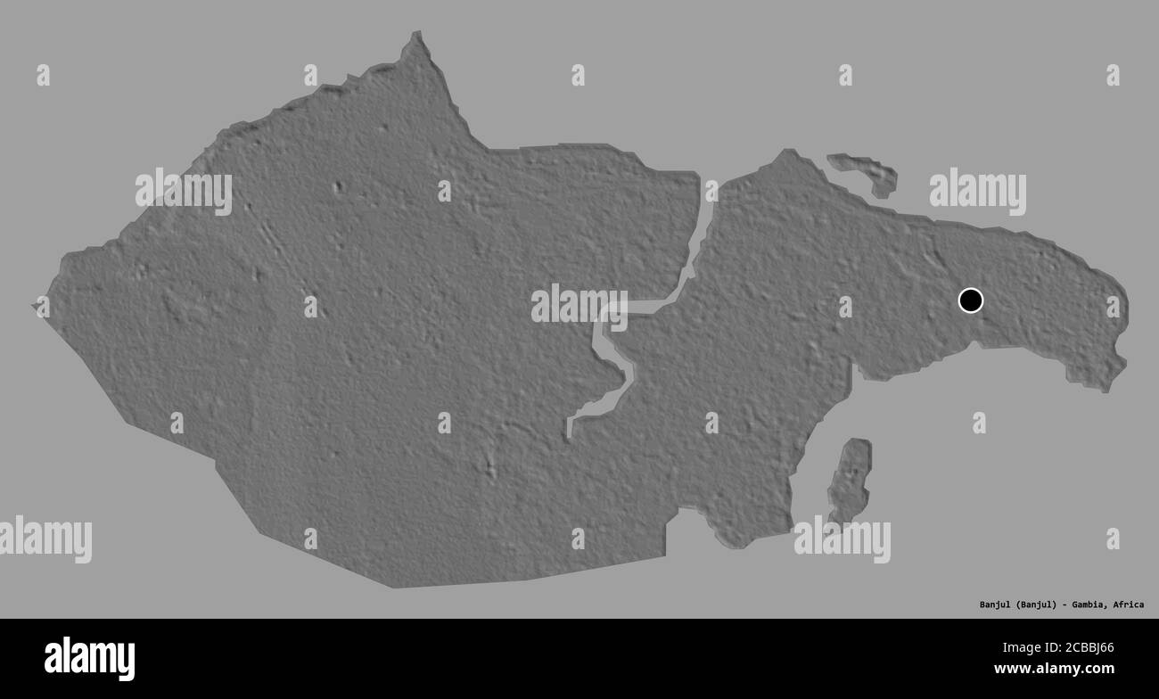 Shape of Banjul, independent city of Gambia, with its capital isolated ...