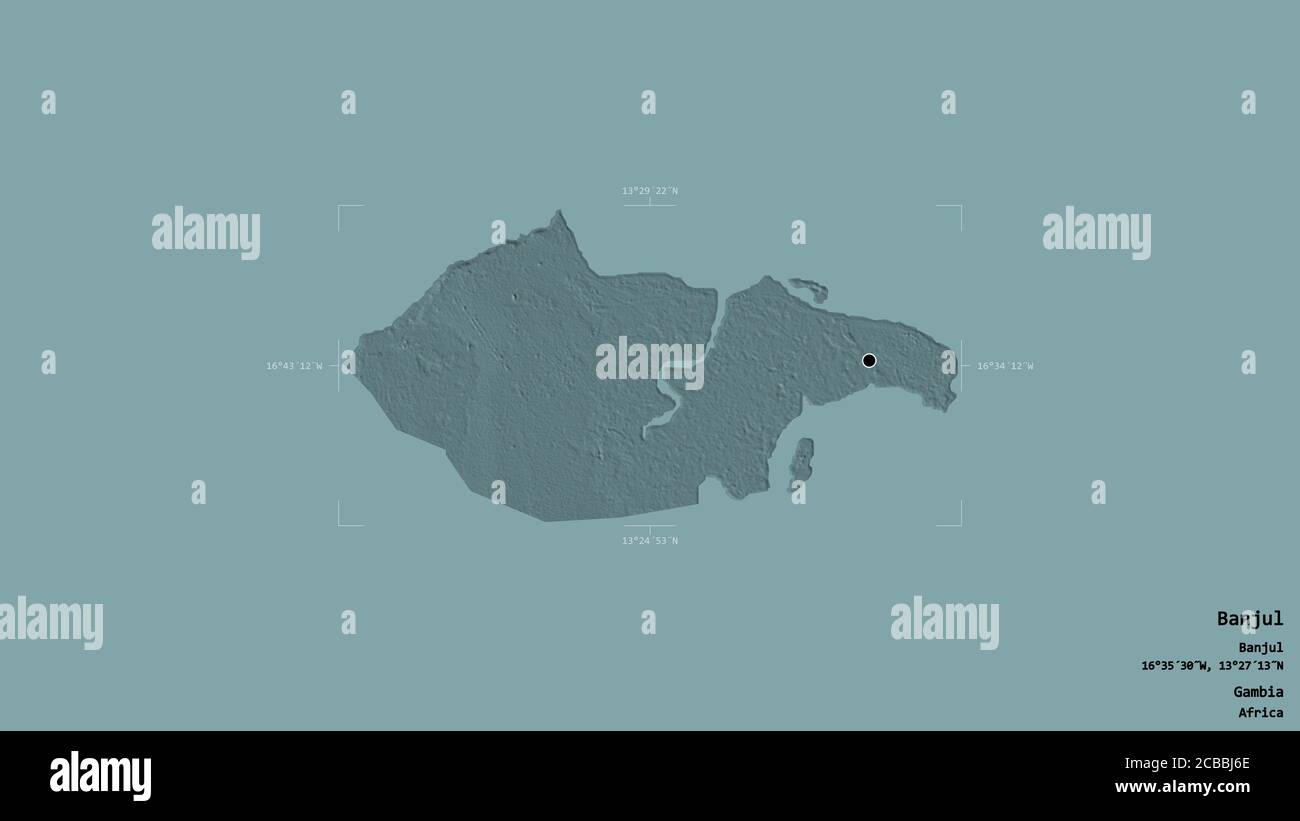 Area of Banjul, independent city of Gambia, isolated on a solid ...