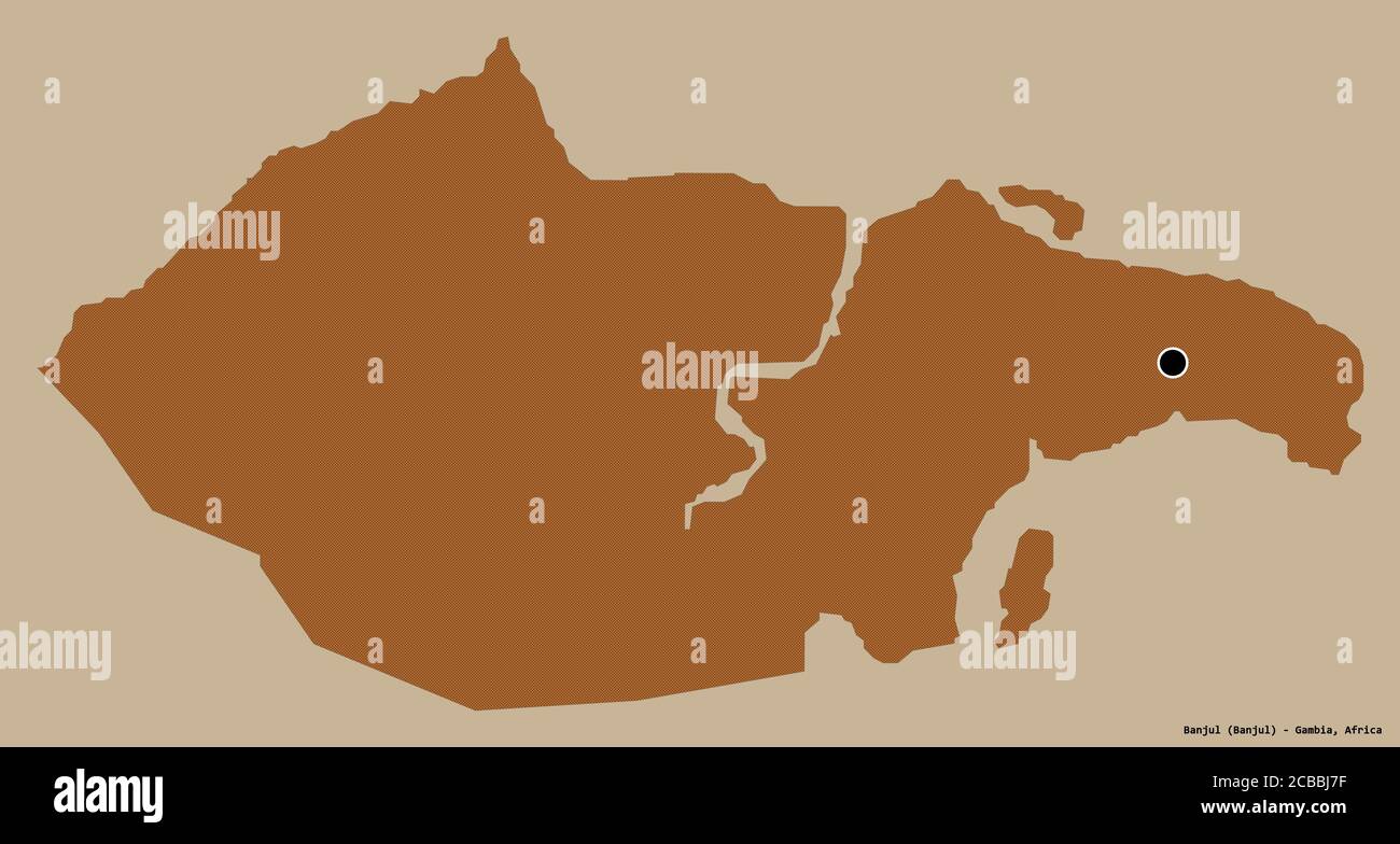 Shape of Banjul, independent city of Gambia, with its capital isolated ...