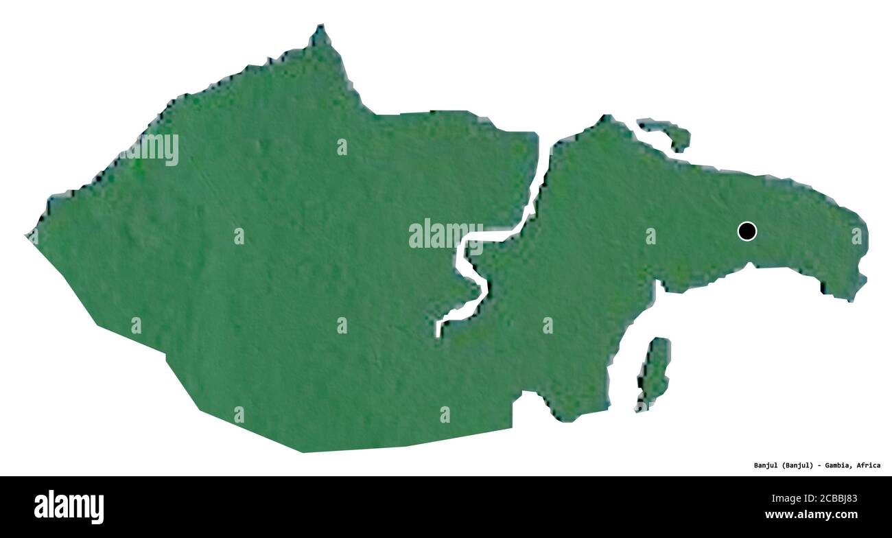 Shape of Banjul, independent city of Gambia, with its capital isolated ...