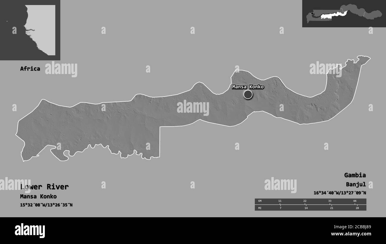 Map of the gambia river Black and White Stock Photos & Images - Alamy