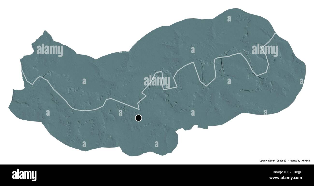 Shape of Upper River, division of Gambia, with its capital isolated on ...