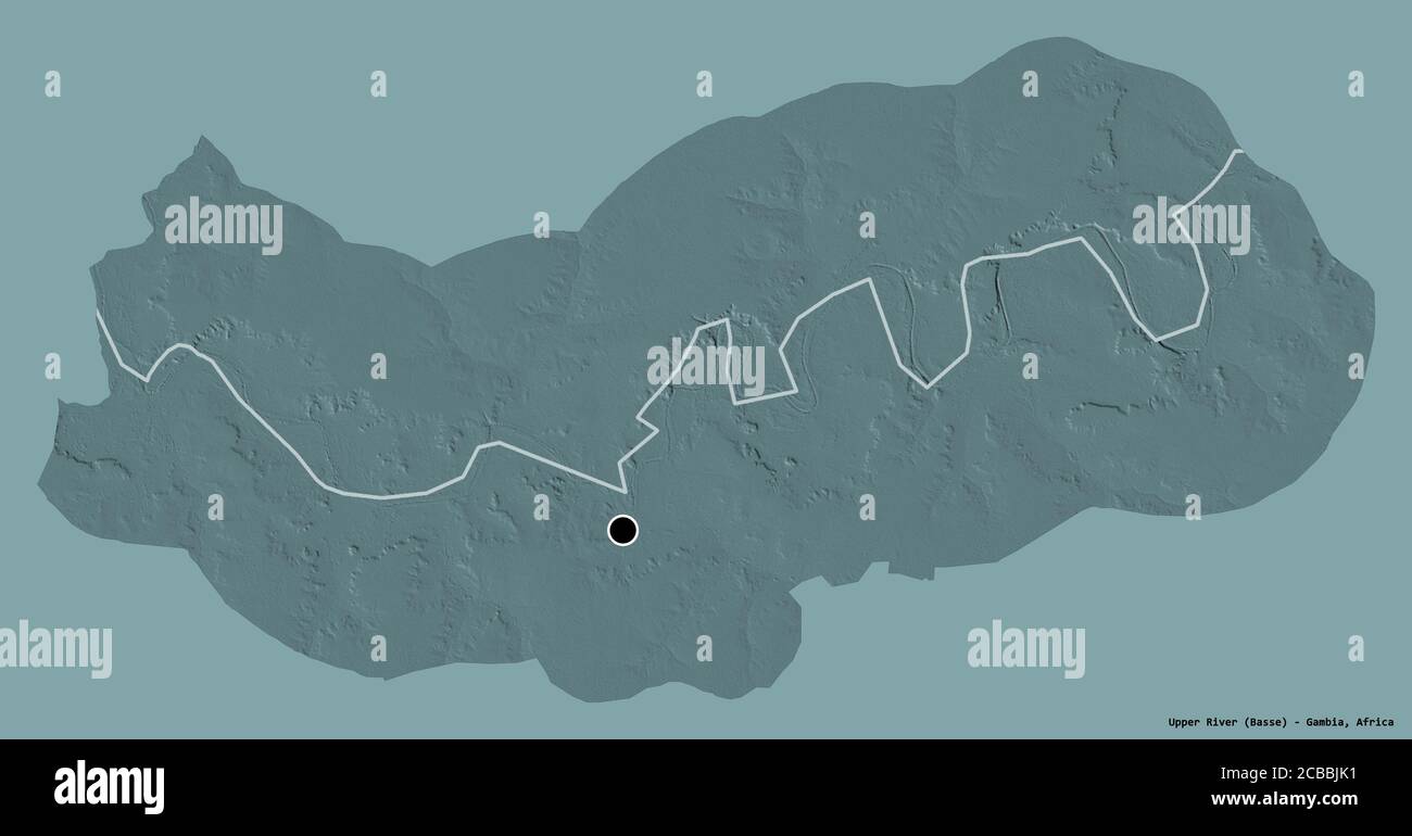 Shape of Upper River, division of Gambia, with its capital isolated on ...