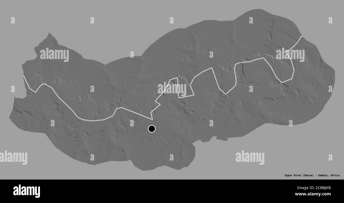 Shape of Upper River, division of Gambia, with its capital isolated on ...