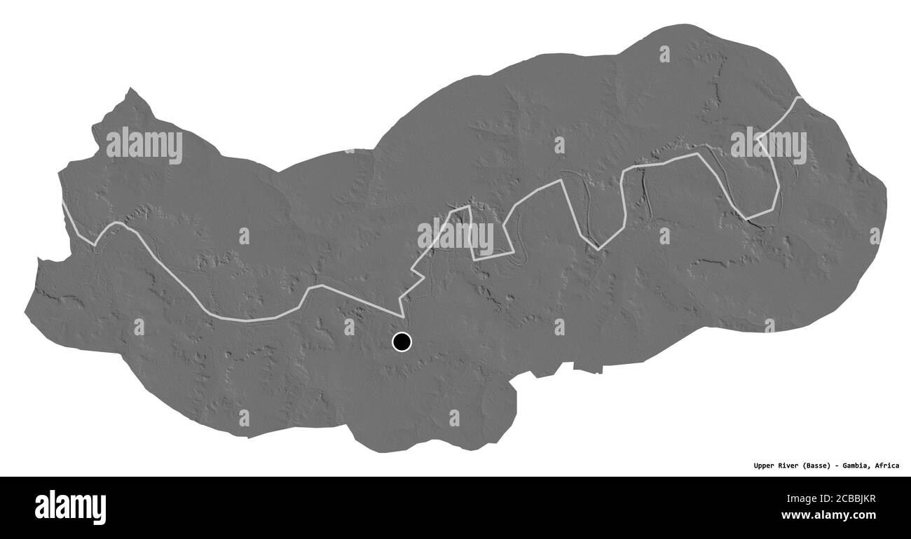 Shape of Upper River, division of Gambia, with its capital isolated on ...