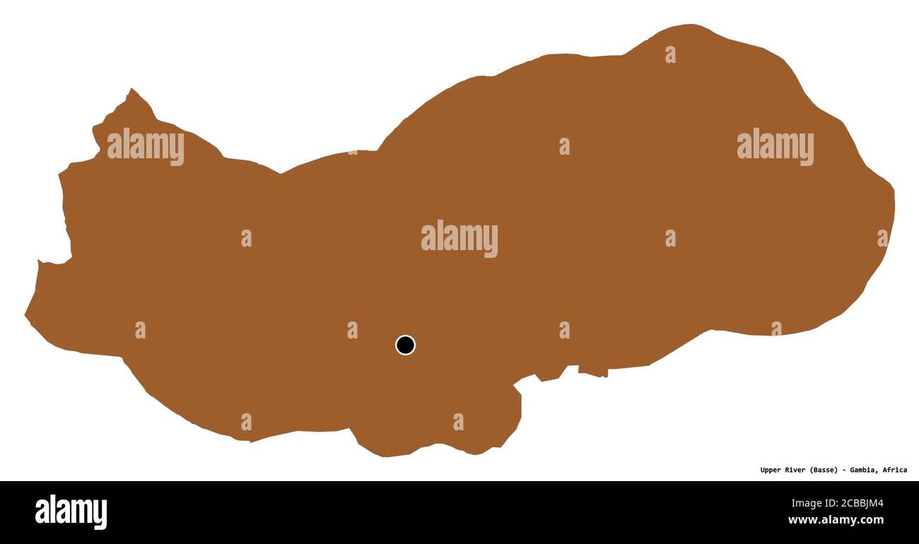 Shape of Upper River, division of Gambia, with its capital isolated on ...