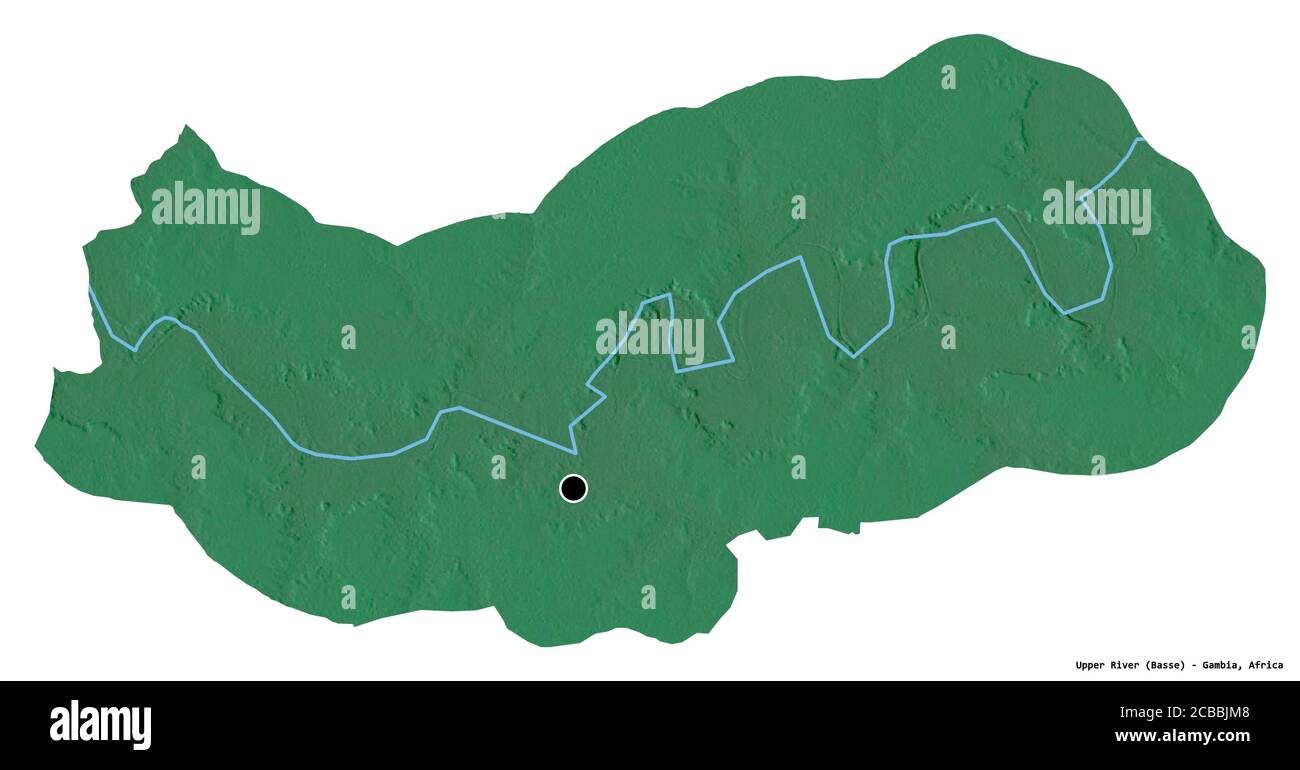 Shape of Upper River, division of Gambia, with its capital isolated on ...