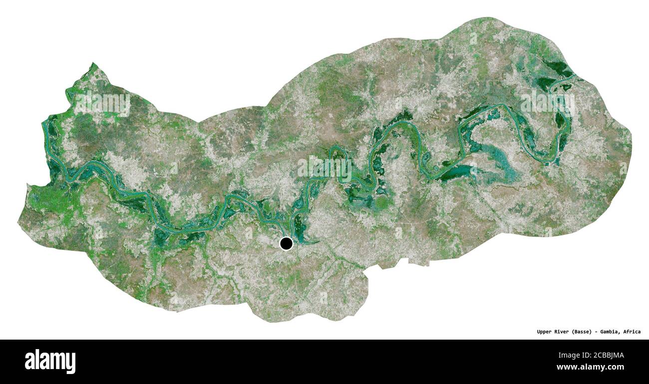 Shape of Upper River, division of Gambia, with its capital isolated on ...