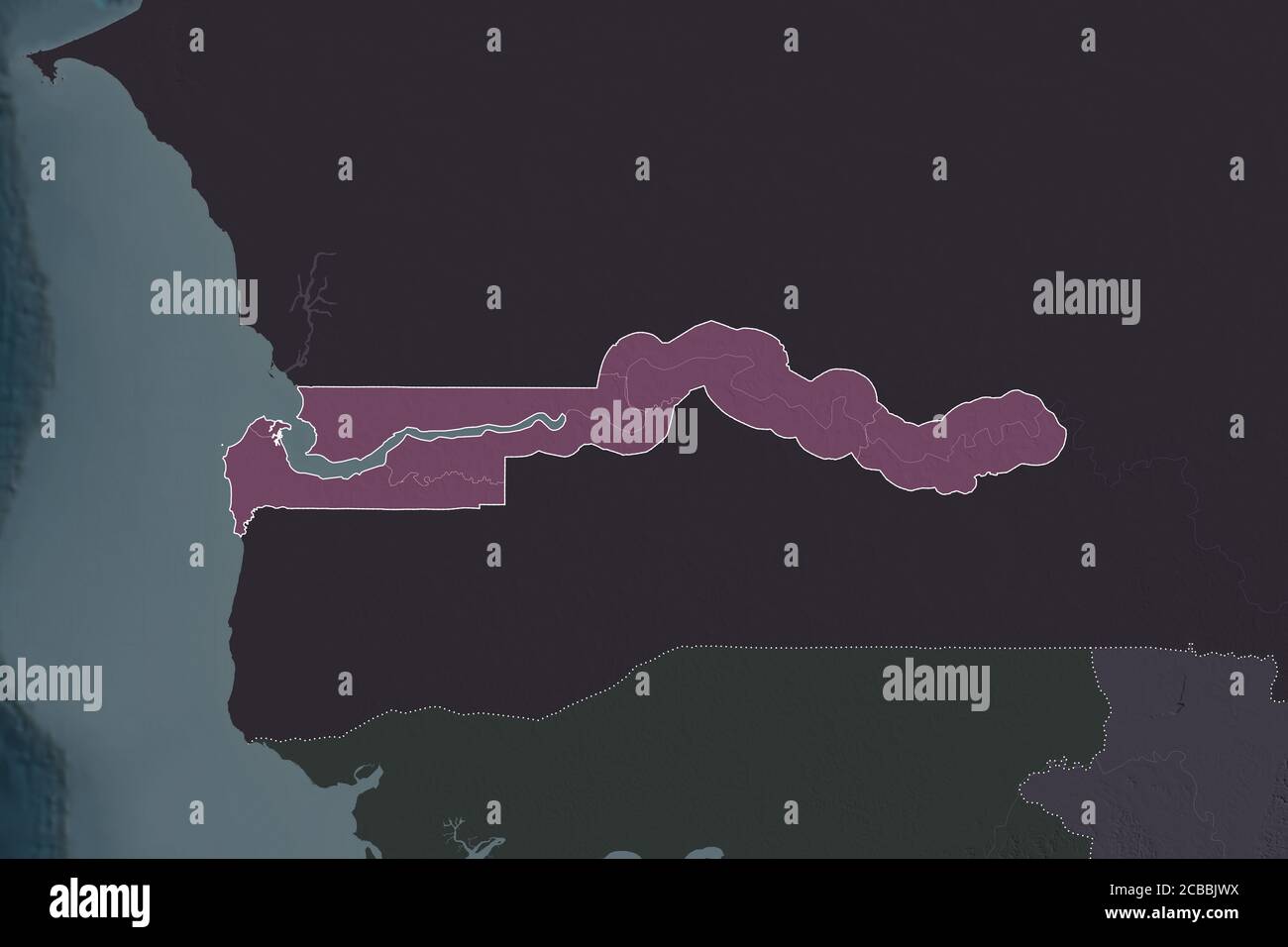 Shape of Gambia separated by the desaturation of neighboring areas ...