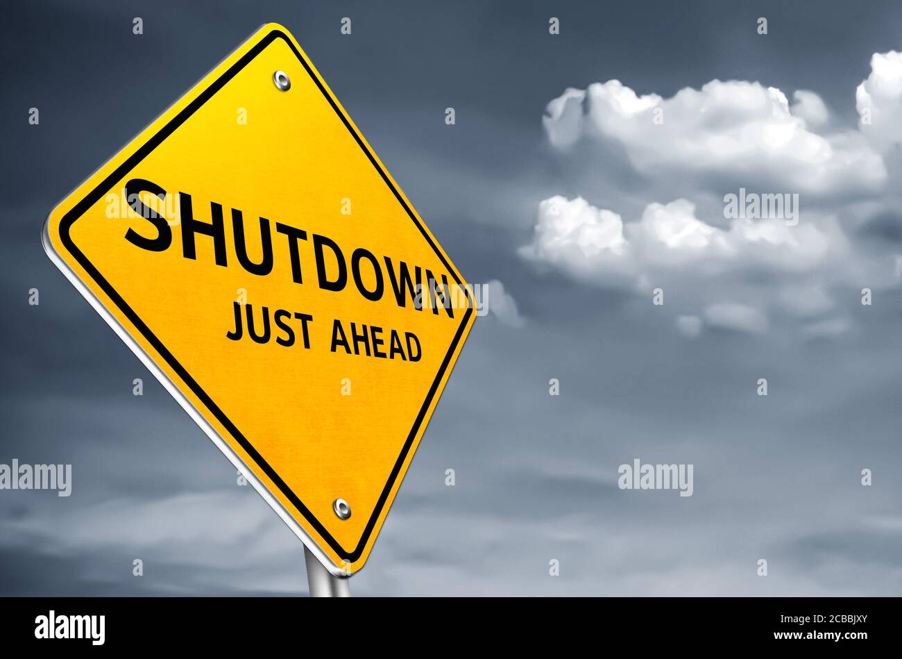 Shutdown just ahead - governement shutdown road sign message Stock ... Shutdown just ahead - governement shutdown road sign message Stock ...