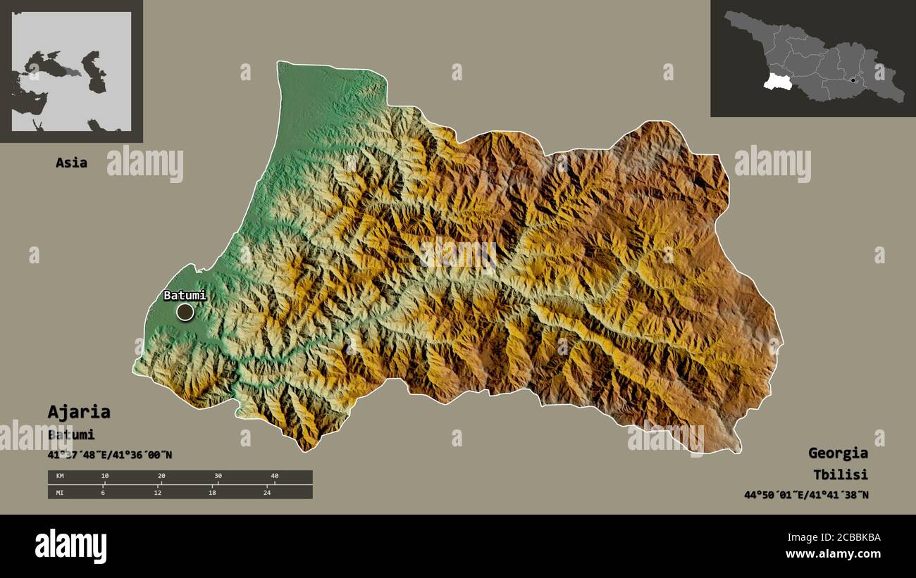 Shape of Ajaria, autonomous republic of Georgia, and its capital ...