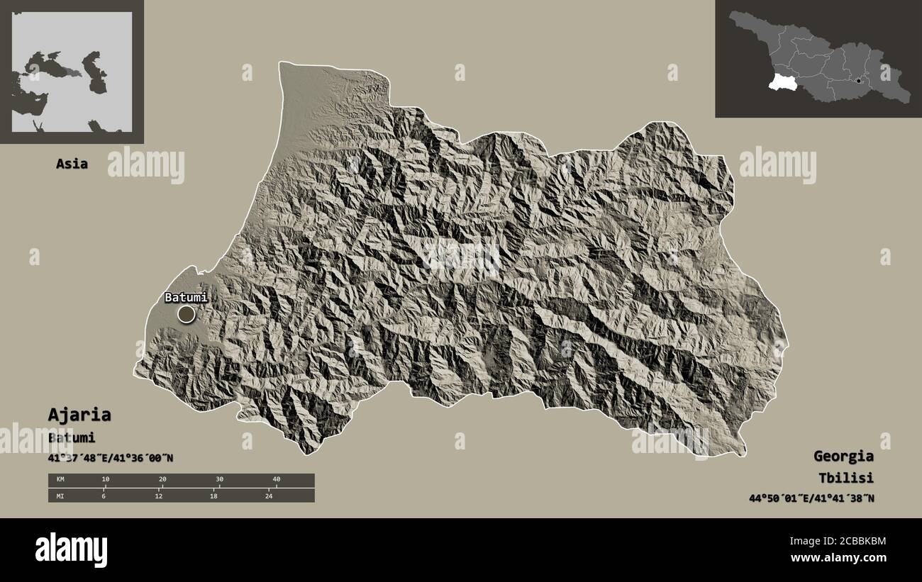 Shape of Ajaria, autonomous republic of Georgia, and its capital ...