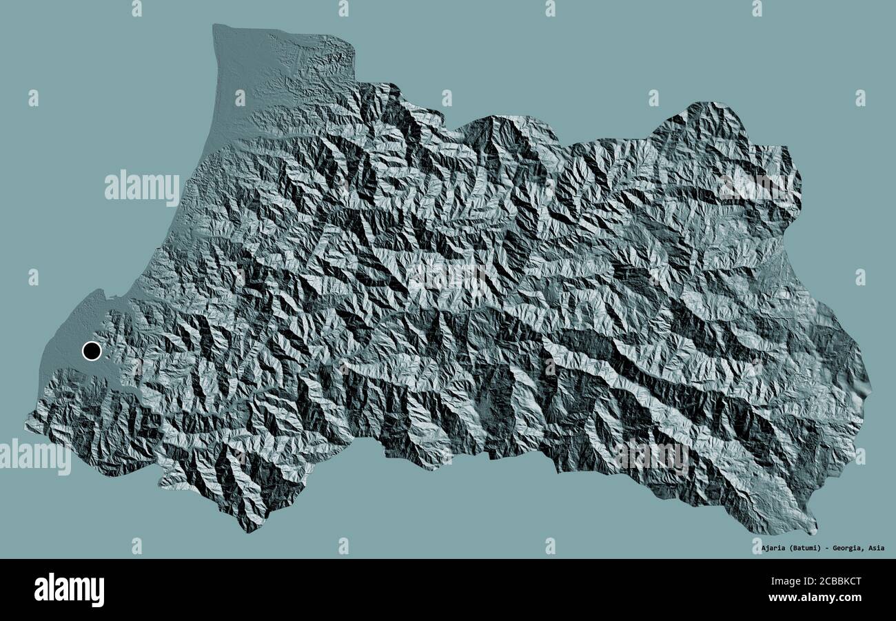 Shape of Ajaria, autonomous republic of Georgia, with its capital ...