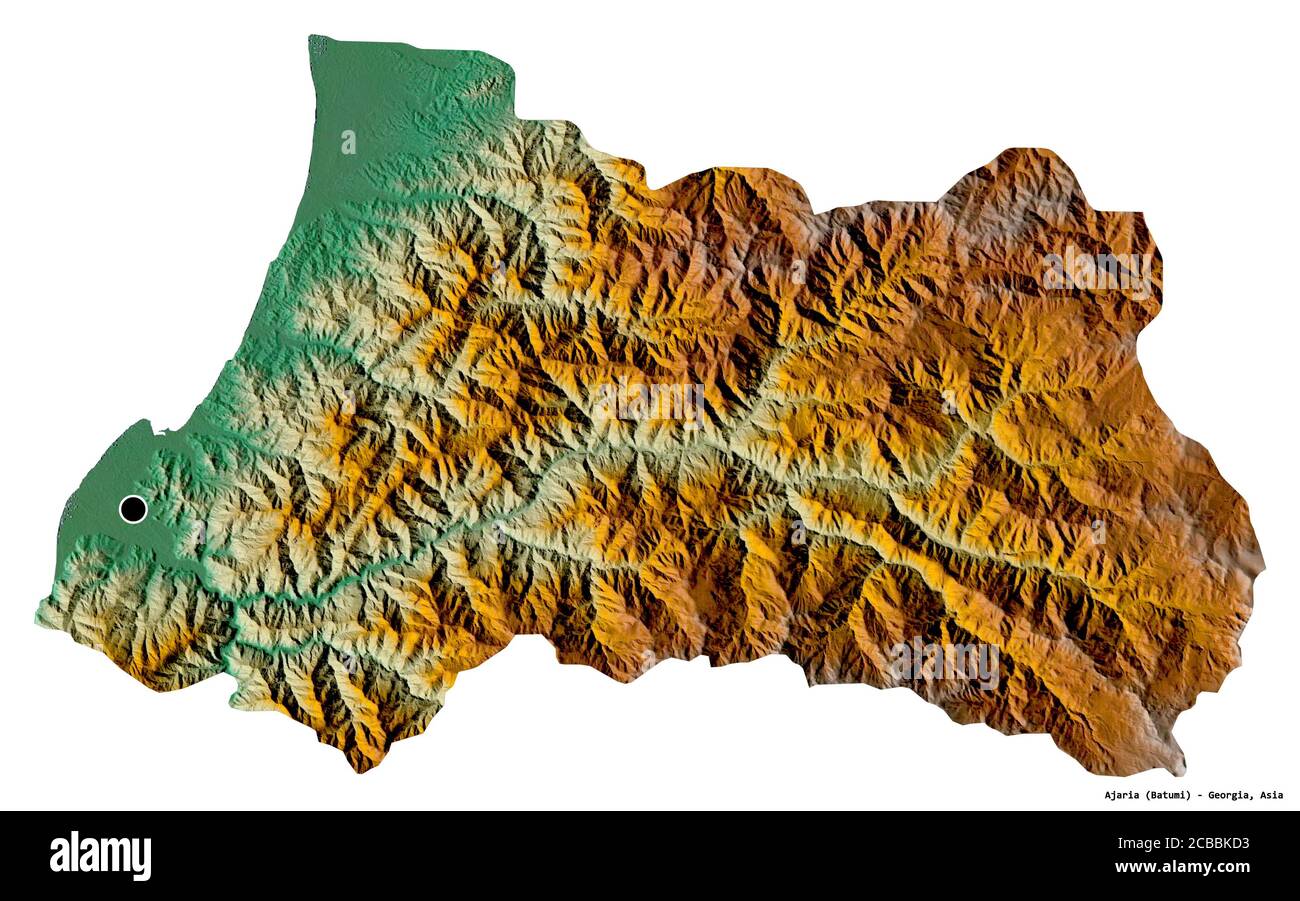 Shape of Ajaria, autonomous republic of Georgia, with its capital ...