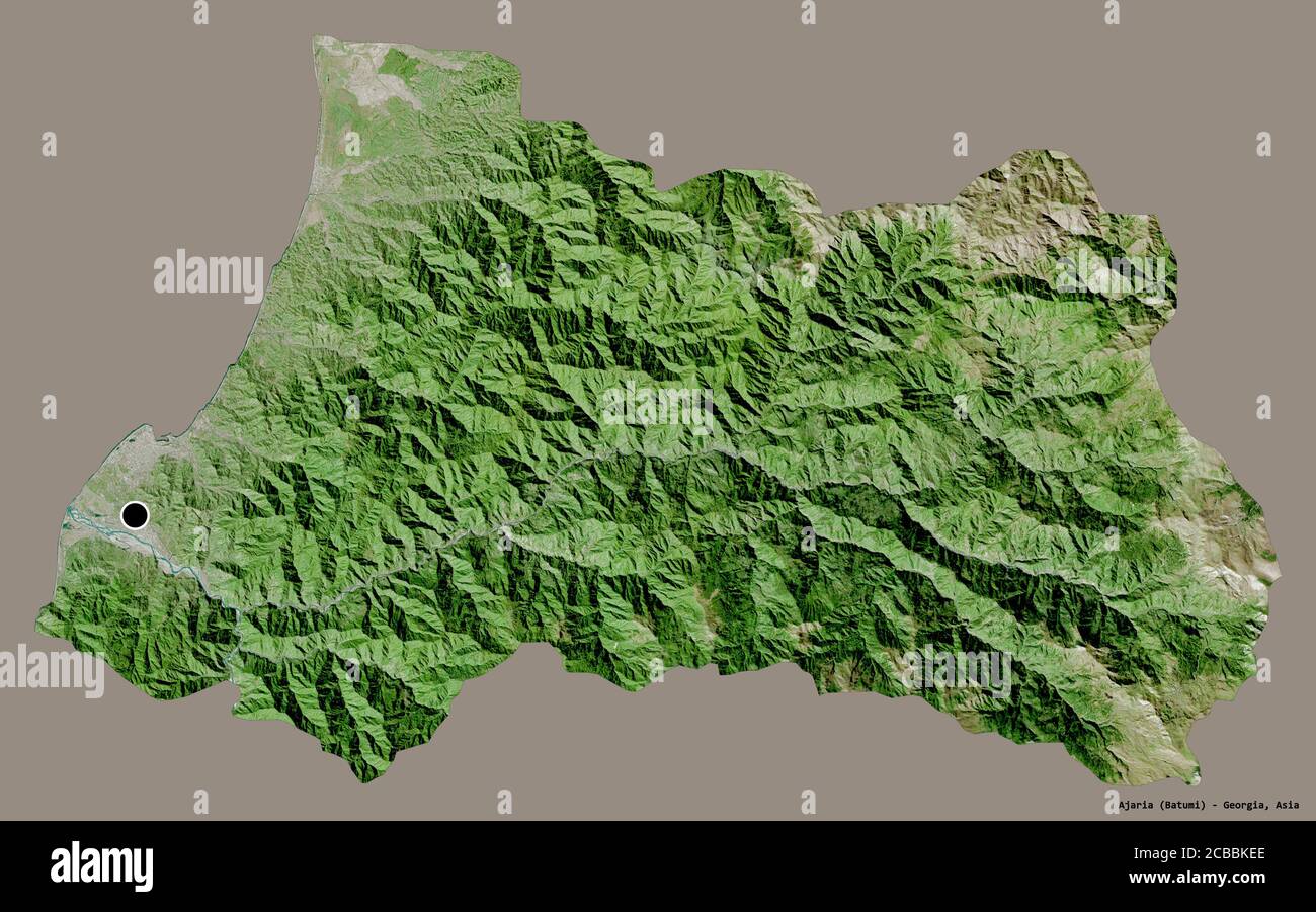 Shape of Ajaria, autonomous republic of Georgia, with its capital ...