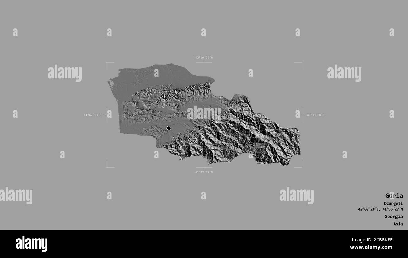 Area of Guria, region of Georgia, isolated on a solid background in a ...