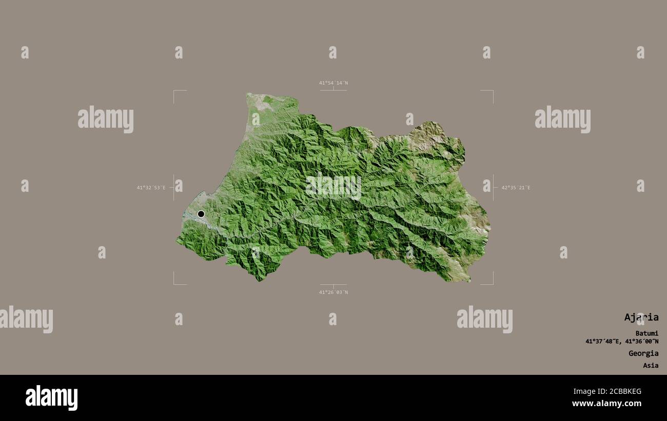 Area of Ajaria, autonomous republic of Georgia, isolated on a solid ...