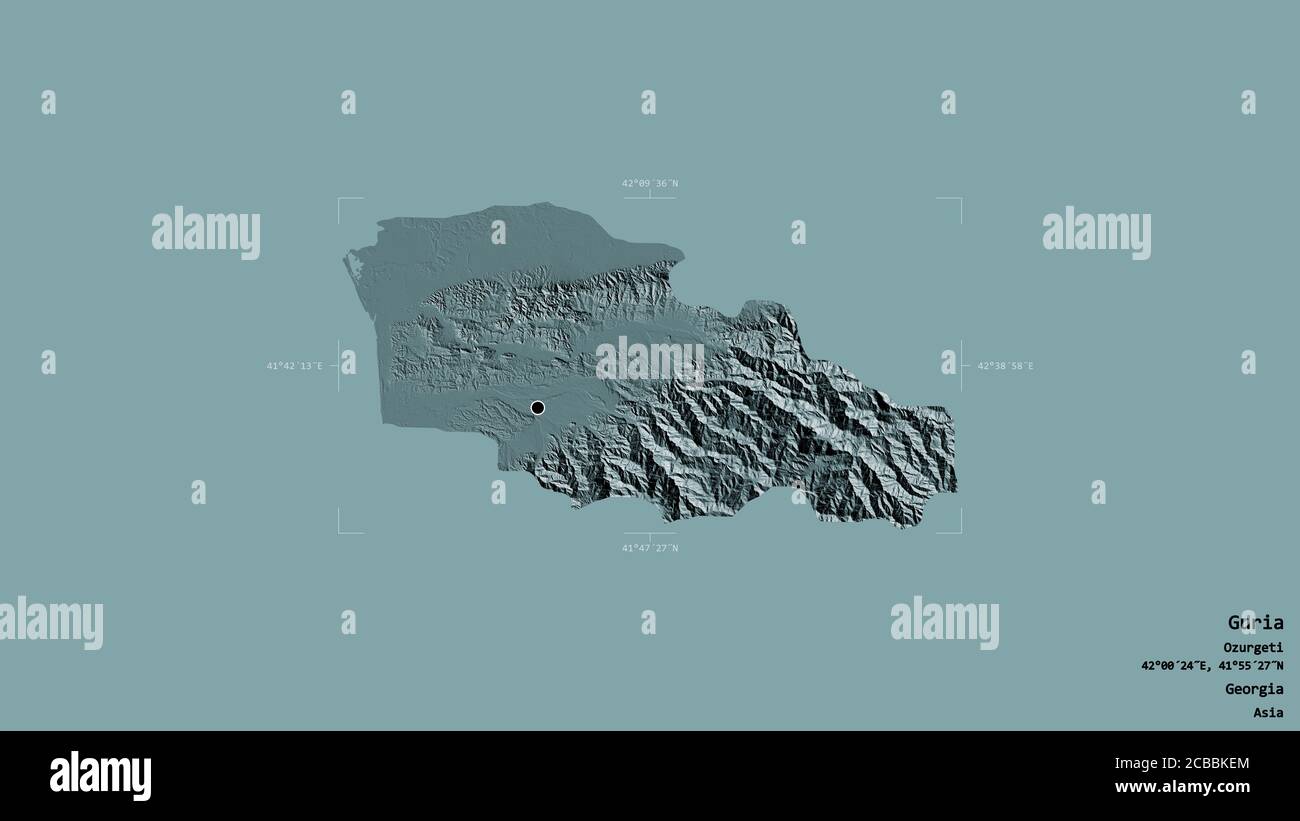 Area of Guria, region of Georgia, isolated on a solid background in a ...