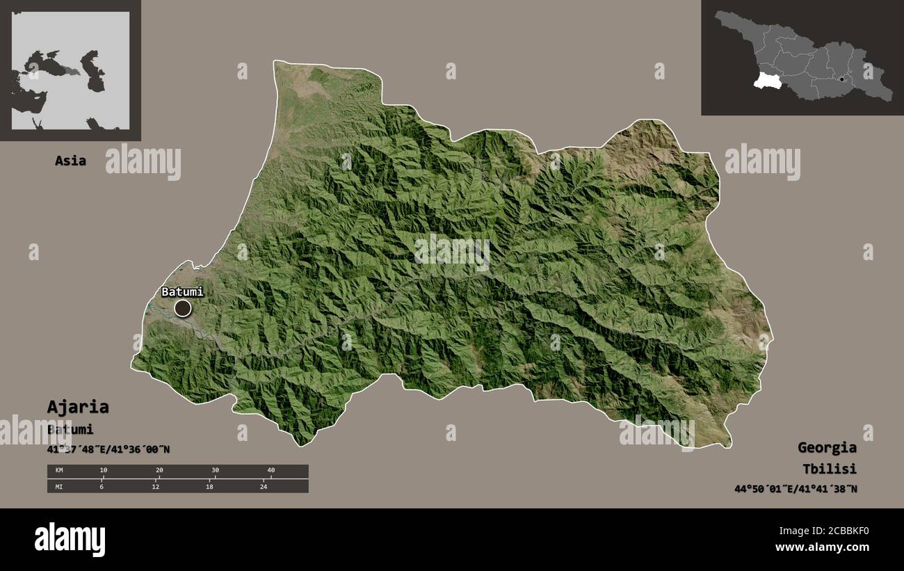 Shape of Ajaria, autonomous republic of Georgia, and its capital ...