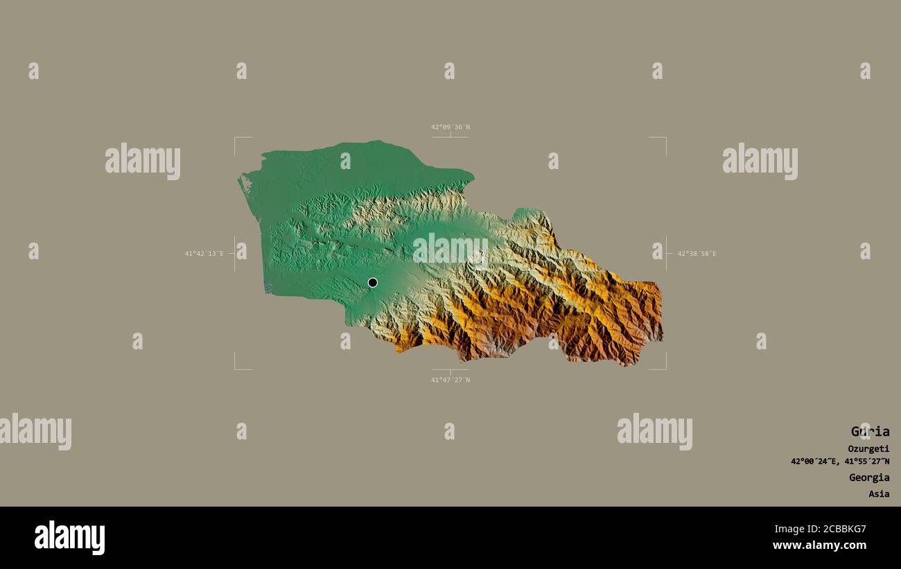 Area of Guria, region of Georgia, isolated on a solid background in a ...