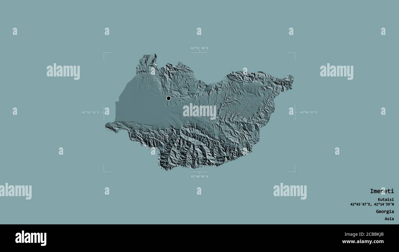 Area of Imereti, region of Georgia, isolated on a solid background in a ...