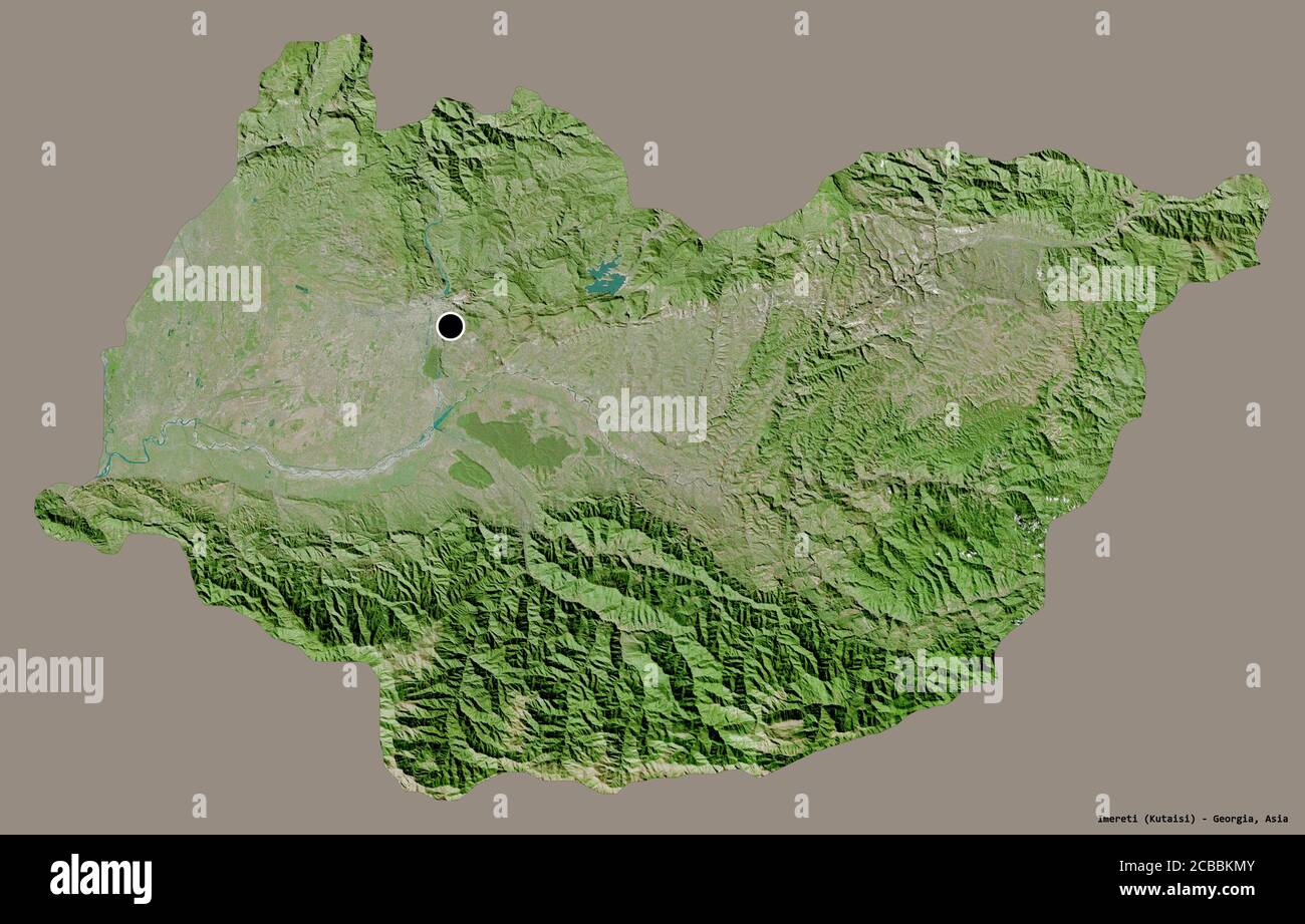 Shape of Imereti, region of Georgia, with its capital isolated on a ...