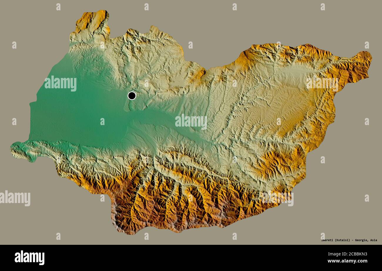 Shape of Imereti, region of Georgia, with its capital isolated on a ...