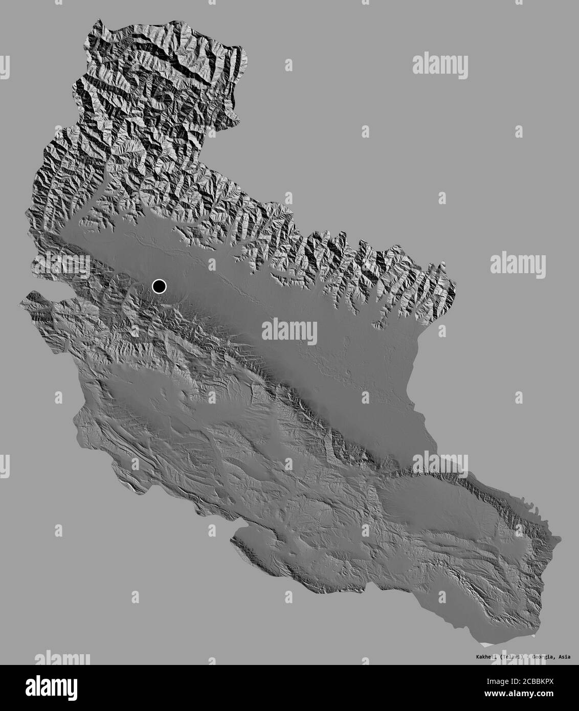 Shape of Kakheti, region of Georgia, with its capital isolated on a ...