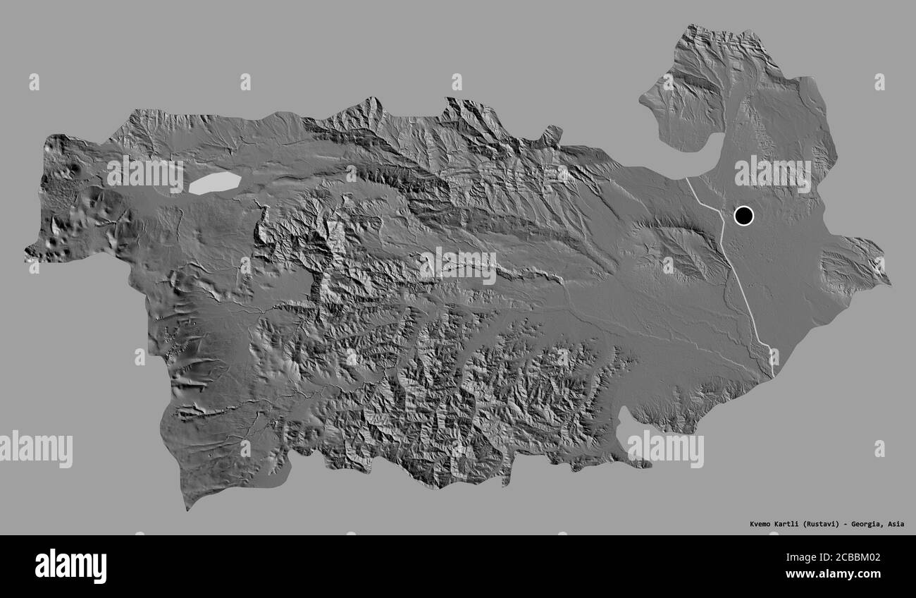 Shape of Kvemo Kartli, region of Georgia, with its capital isolated on ...