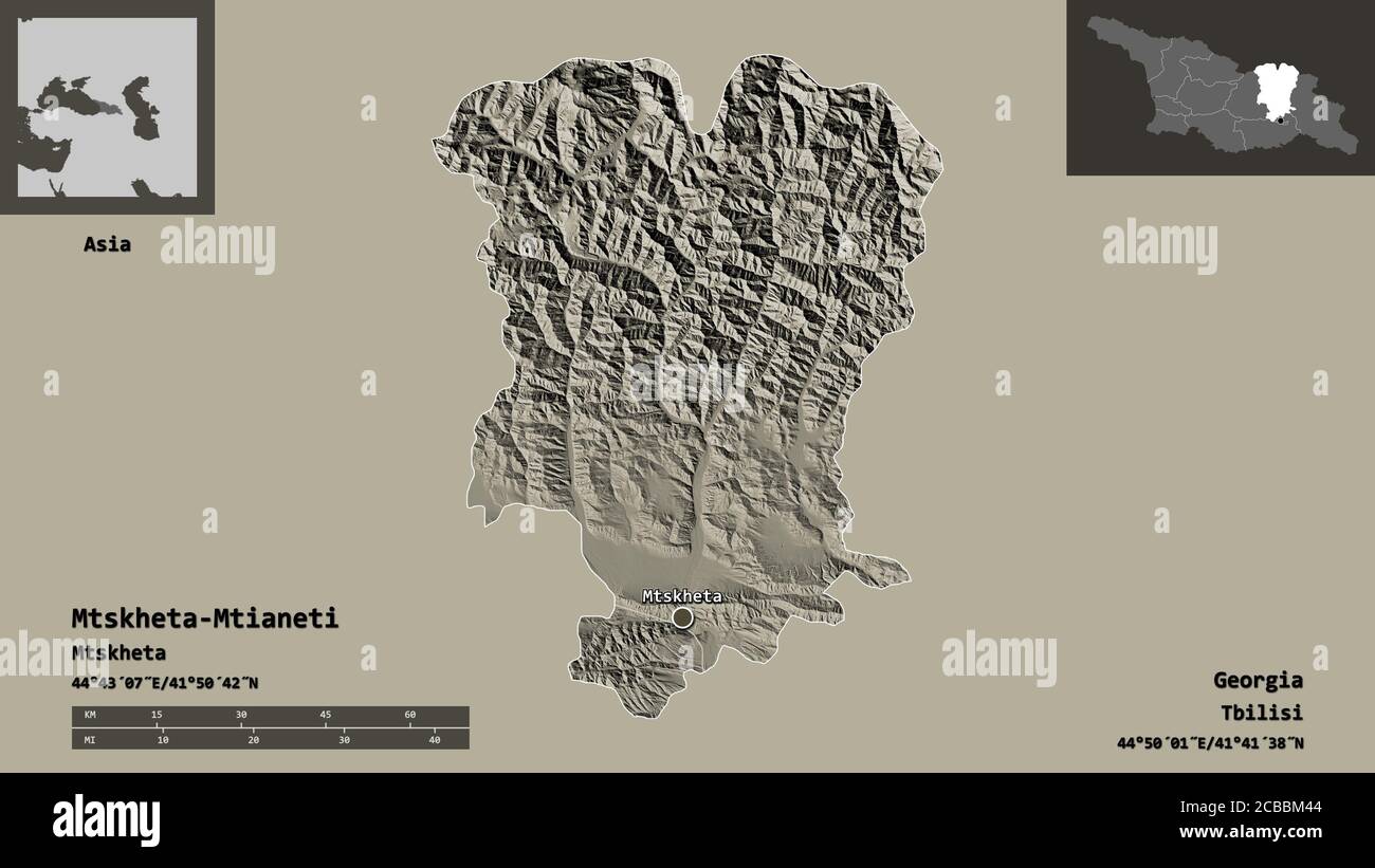 Shape of Mtskheta-Mtianeti, region of Georgia, and its capital ...