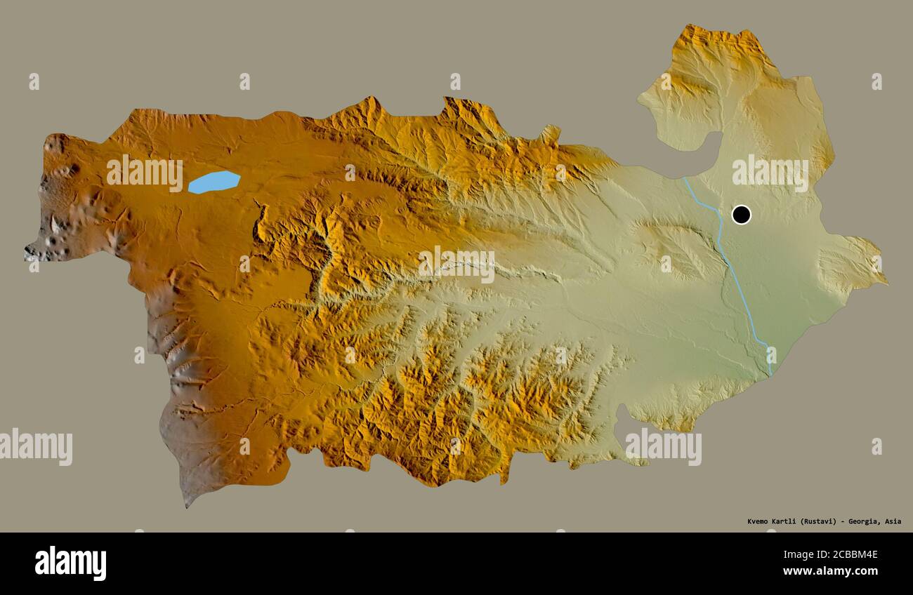 Shape of Kvemo Kartli, region of Georgia, with its capital isolated on ...