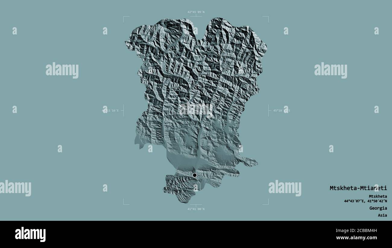 Area of Mtskheta-Mtianeti, region of Georgia, isolated on a solid ...