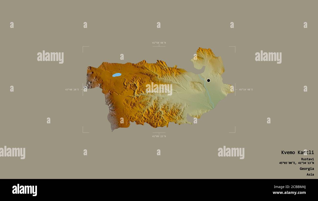 Area of Kvemo Kartli, region of Georgia, isolated on a solid background ...