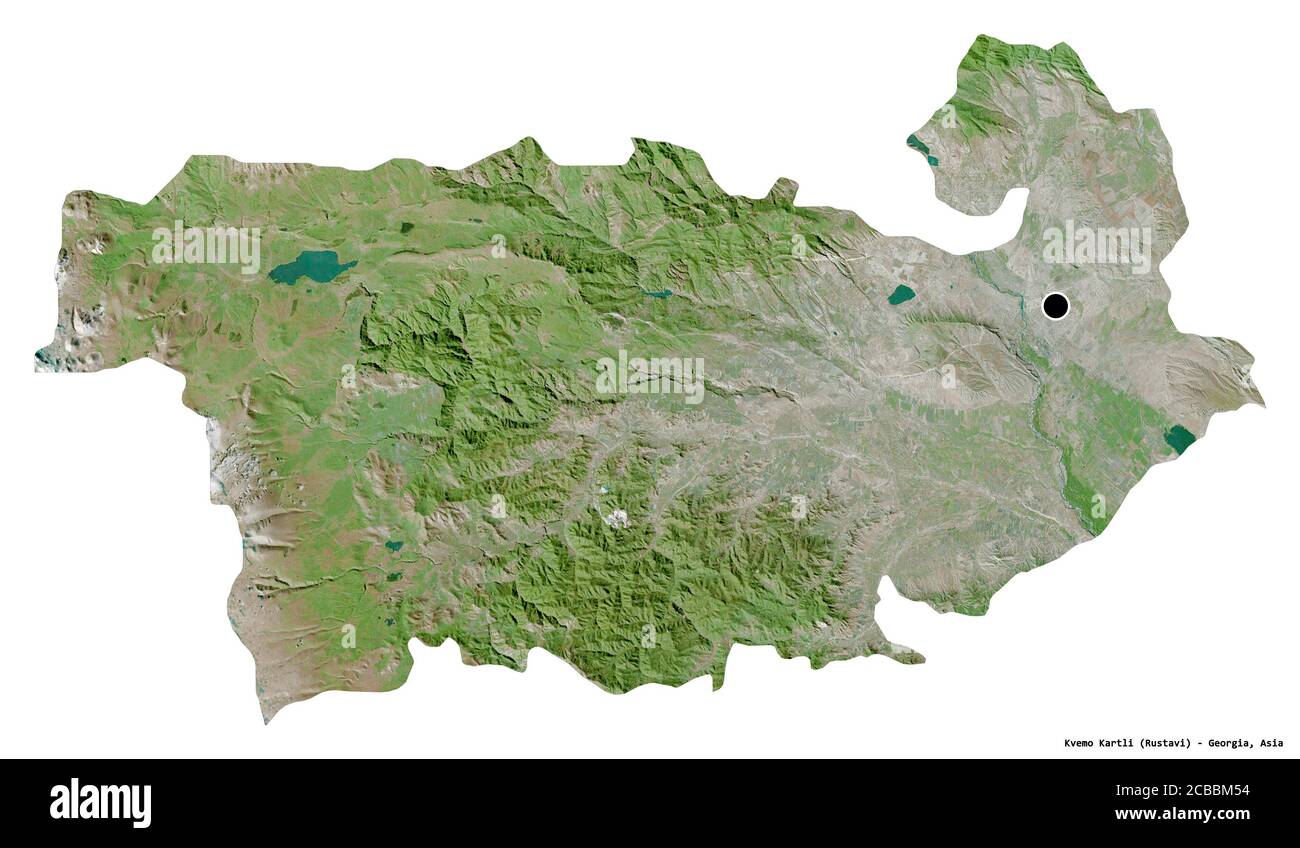 Shape of Kvemo Kartli, region of Georgia, with its capital isolated on ...
