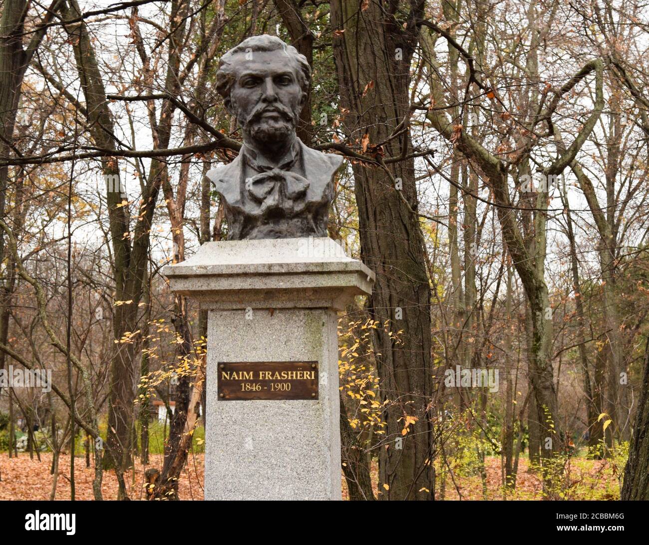 Bucharest, Romania - 22.11.2019 The bust of Naim Frasheri, the national ...