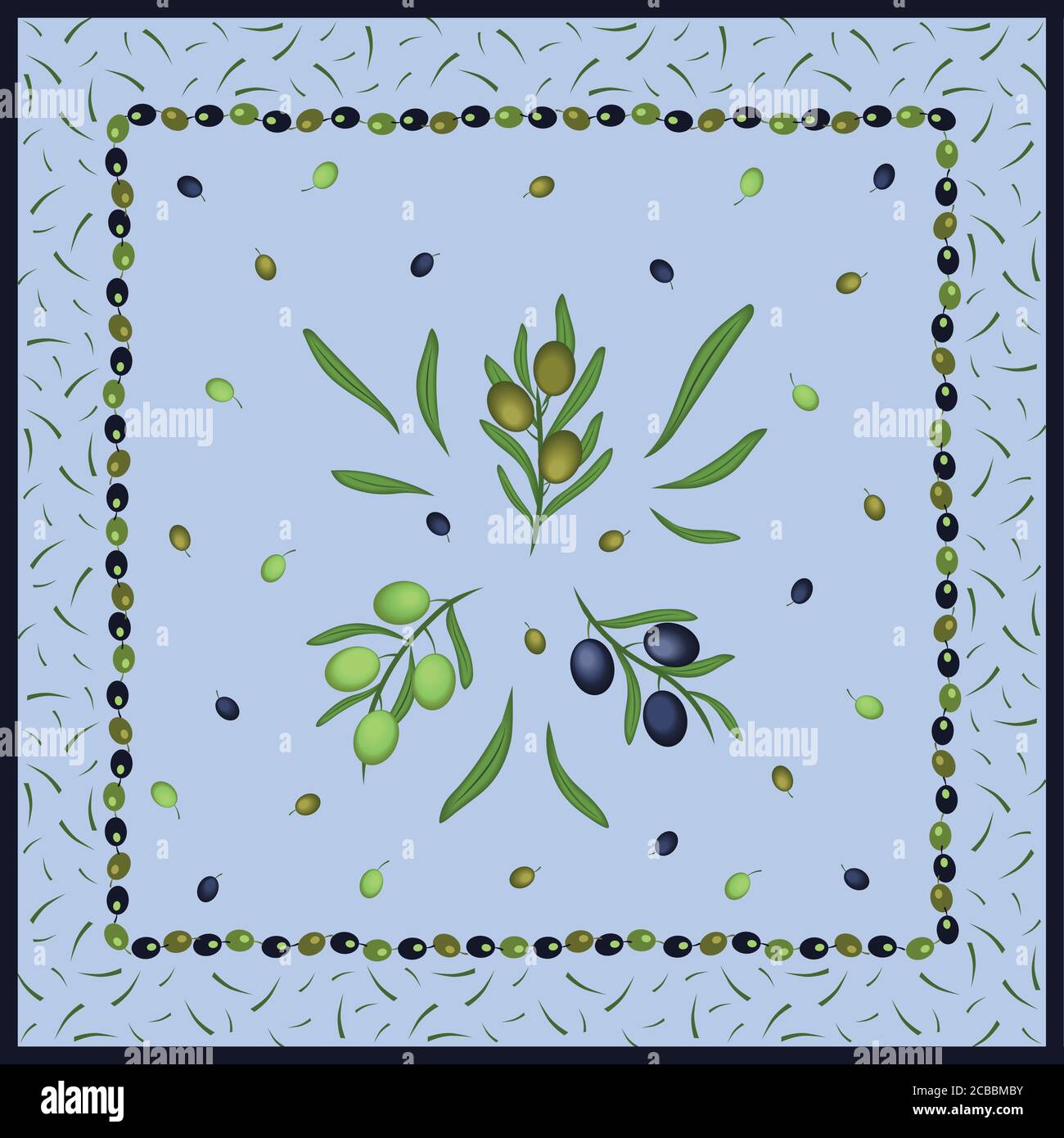 Greek Green Olives Scarf Design Vector Illustration Stock Vector Image ...