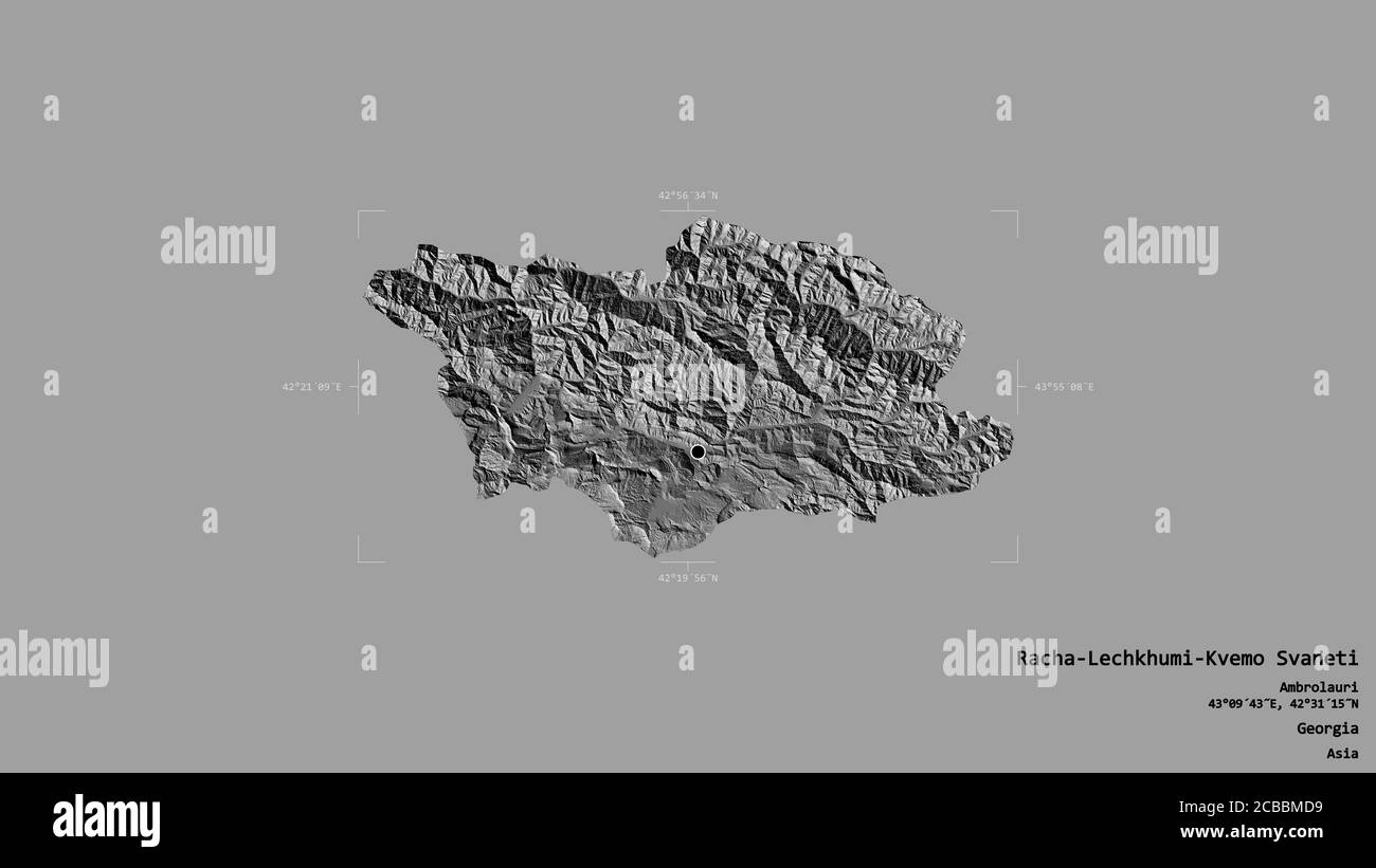 Area of Racha-Lechkhumi-Kvemo Svaneti, region of Georgia, isolated on a ...