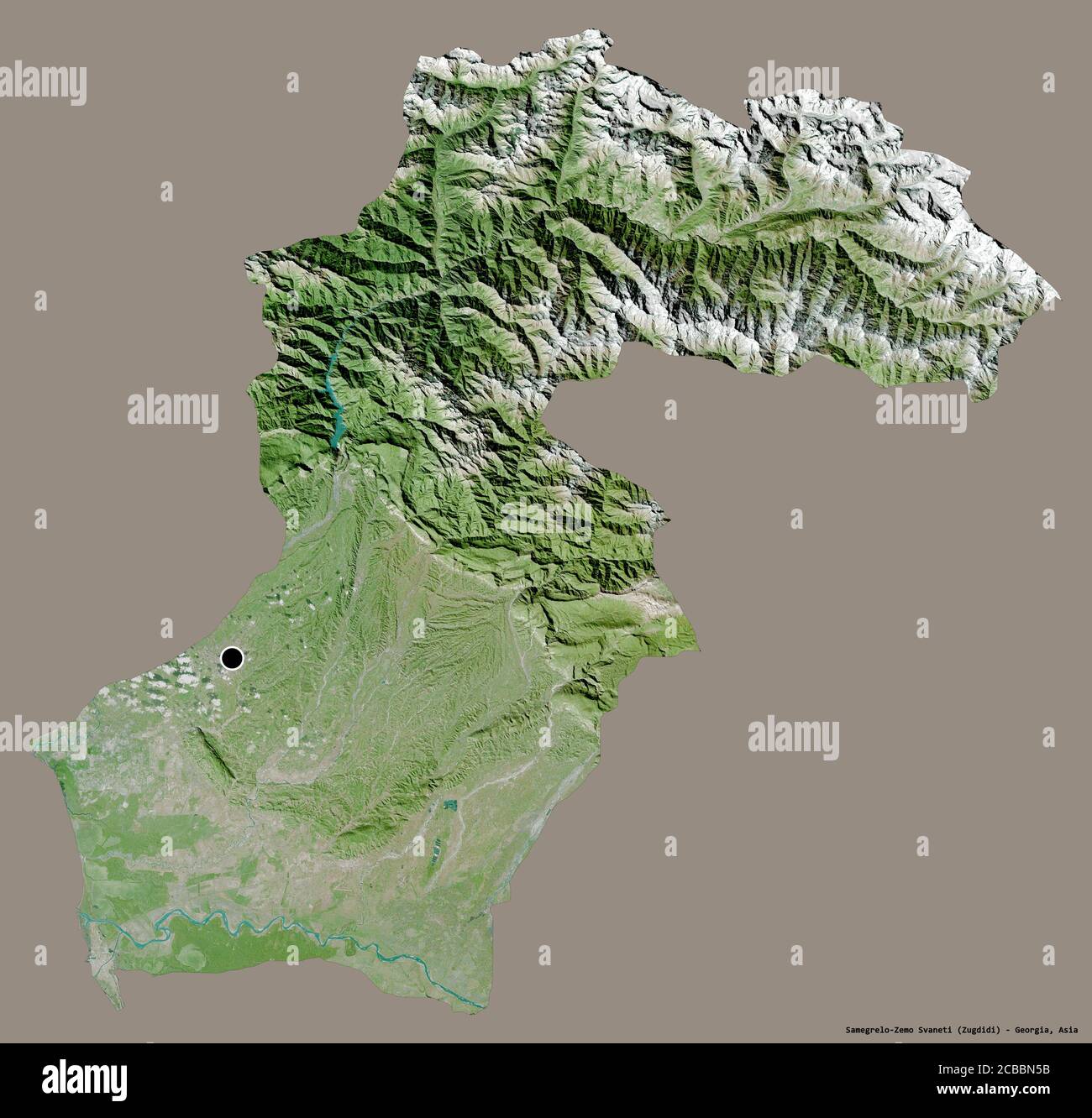 Shape of Samegrelo-Zemo Svaneti, region of Georgia, with its capital ...
